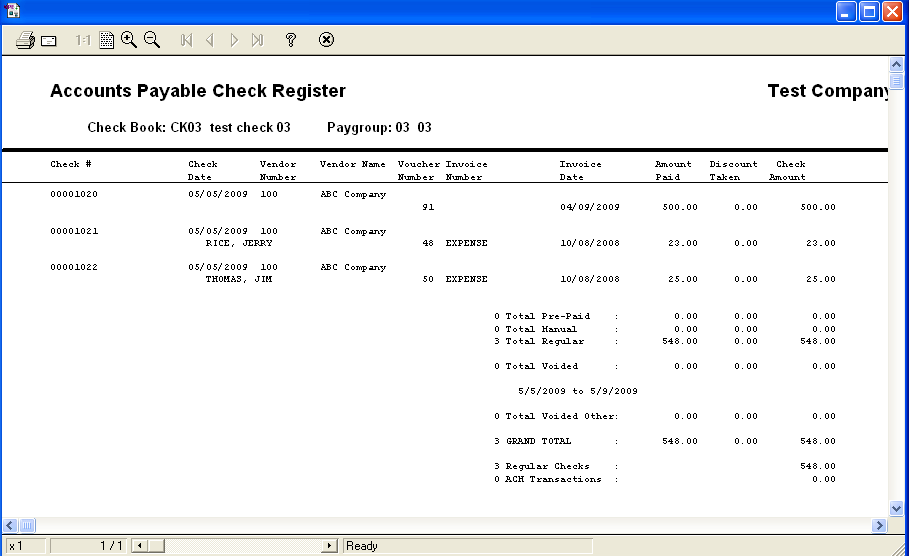 Detail Check Register - by Pay Group