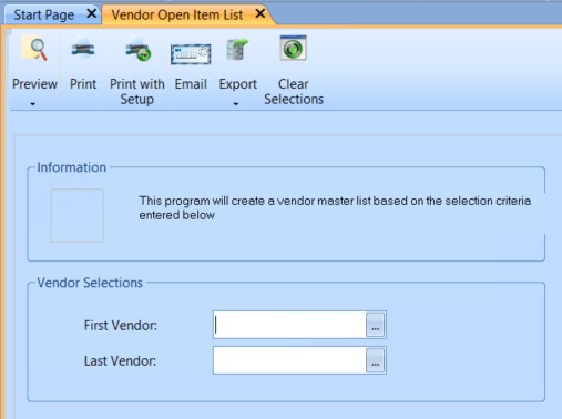 Vendor Open Items Report