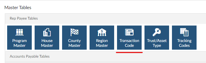 Transaction Code Master